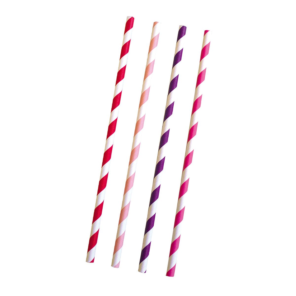 Strohhalme, gestreift pink/weiß, 24 Stück | Tambini